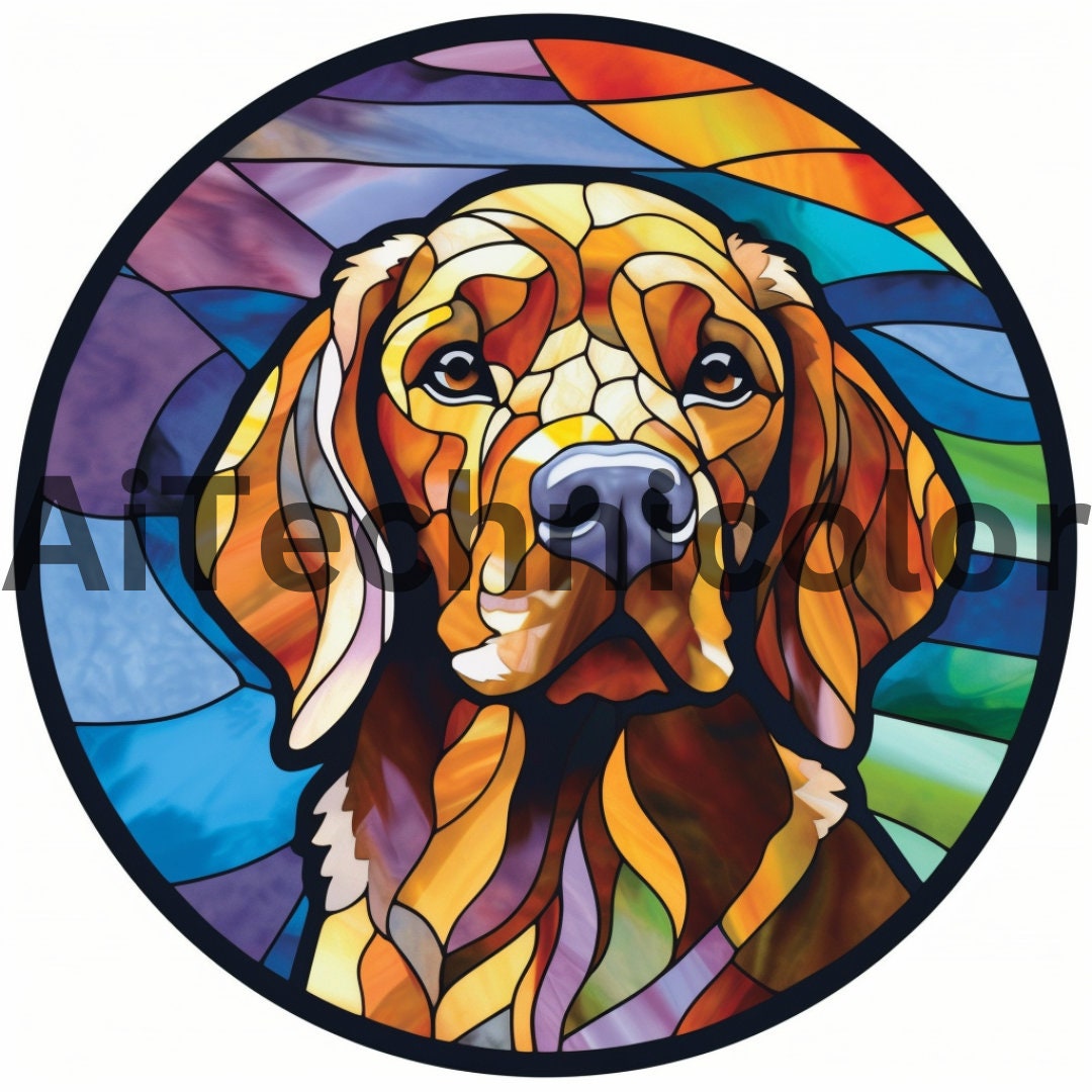 100 Circle Stained Glass Dogs Bundle Clipart PNG High-resolution Art ...