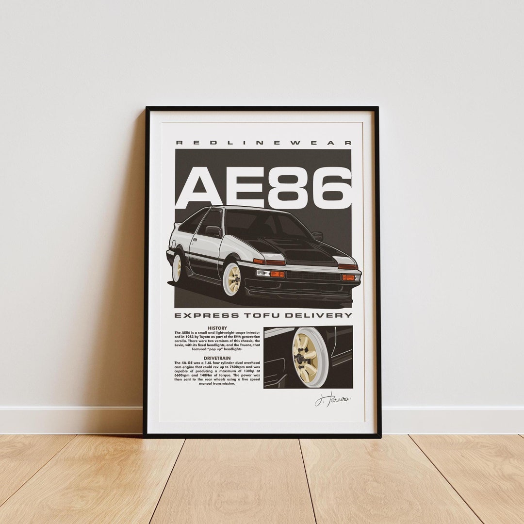 Toyota AE86 Poster Redliwear Artprint Wall Art Wall Decoration - Etsy