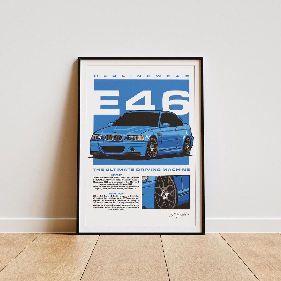 Bmw E46 M3 CSL Poster Redliwear Artprint Wall Art Wall Decoration - Etsy
