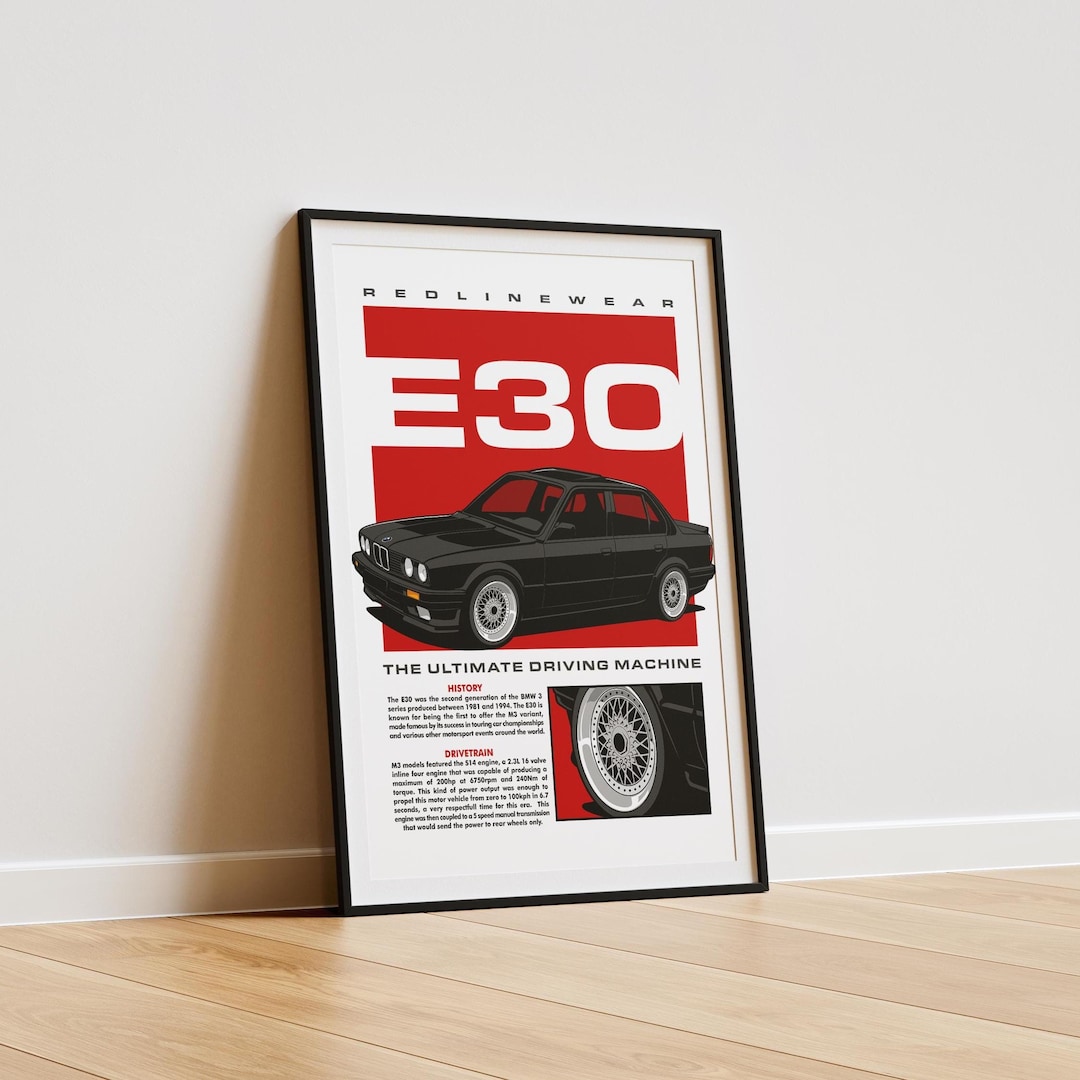 Bmw E30 Poster M3 E30 Art Print BMW Wall Art Garage Wall Decoration | 50x40cm (20x16in) - Etsy
