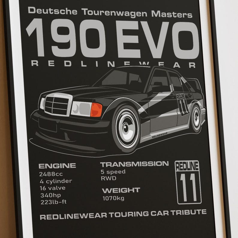 Mercedes 190 E DTM Poster Dtm Legends Tribute Artprint Wall Art - Etsy