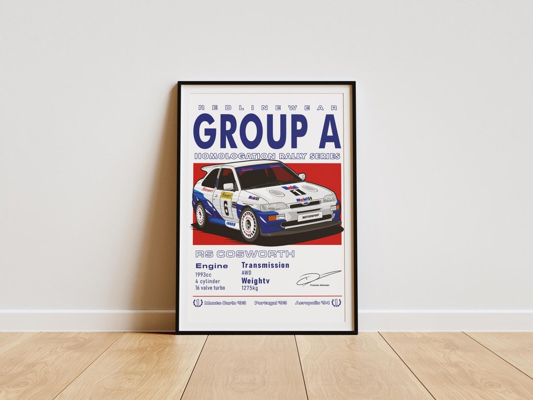 Poster Ford Escort RS Cosworth Rally Car Art Print Wall Art Rally Wall ...