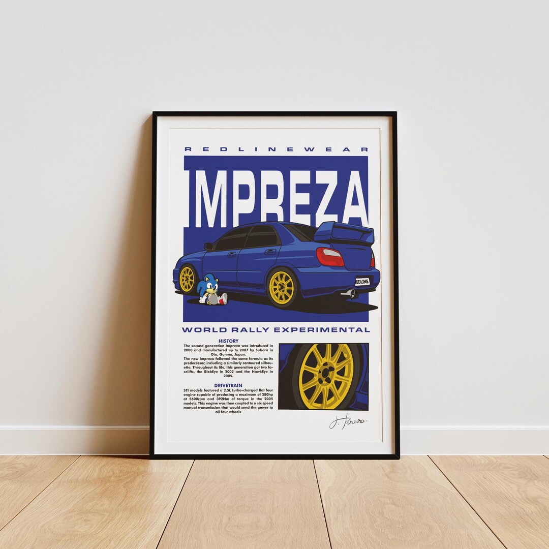 Subaru Impreza Wrx Sti Poster Redliwear Artprint Wall Art Wall ...