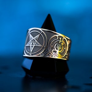 Baphomet From Death to Life Alchemy Ring Sacred Geometry Demon Ring ...