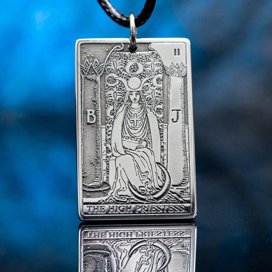 High Priestess Tarot Card Pendant: Stainless Steel Occult Amulet - Etsy