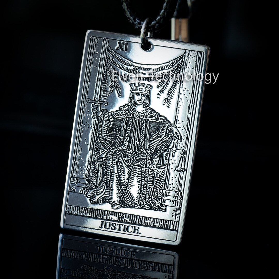 Justice Tarot Card Pendant: Stainless Steel Occult Amulet - Etsy