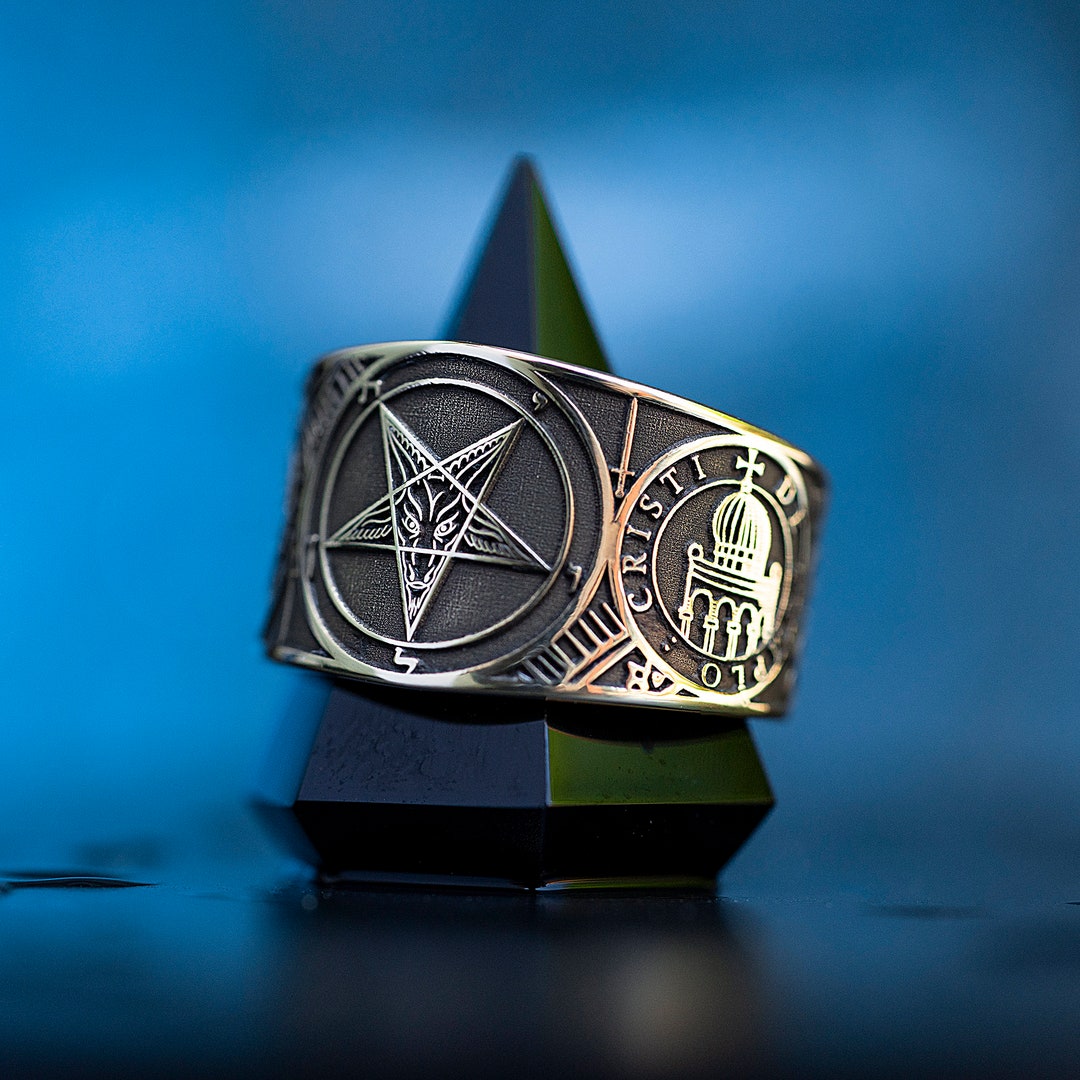 Baphomet Symbol of Knights Templar Ring Sacred Geometry Demon Ring ...