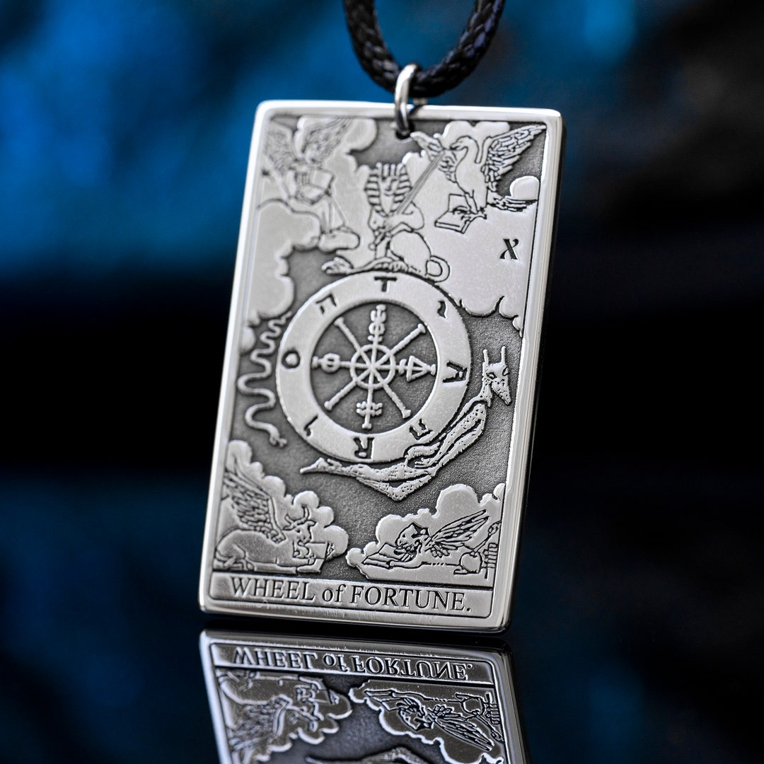 Wheel of Fortune Major Arcana Tarot Card Pendant | Occult Accessories ...