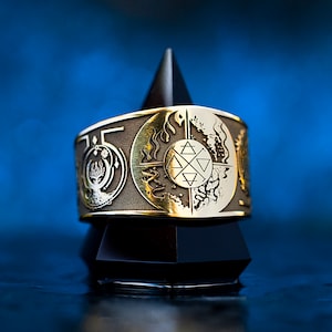 Alchemical Symbol Ring: Life and Death Duality Talisman, Elemental Fire ...