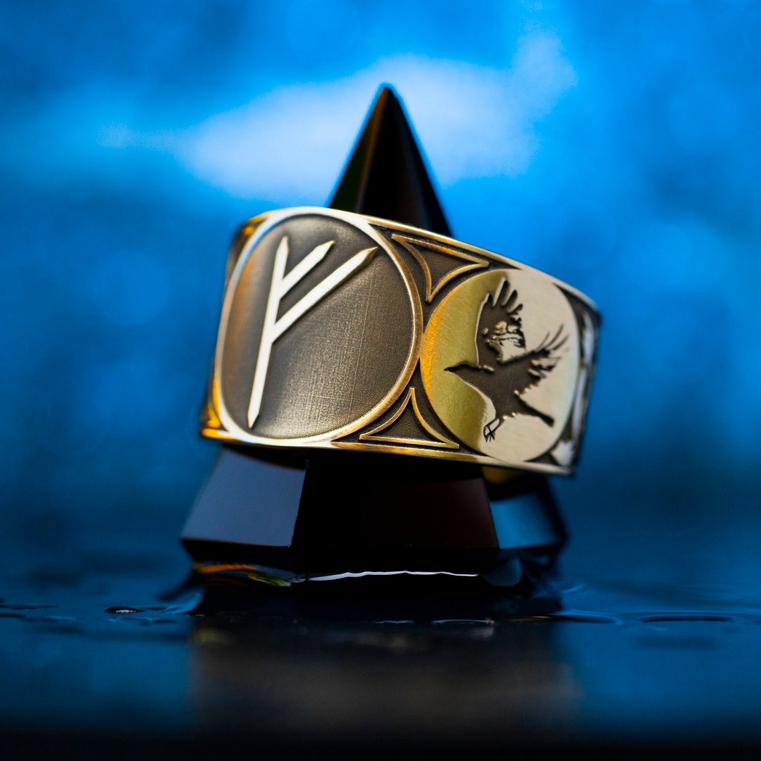 Rune Ring Huginn and Muninn Viking Ring North Celtic Amulet Talisman ...