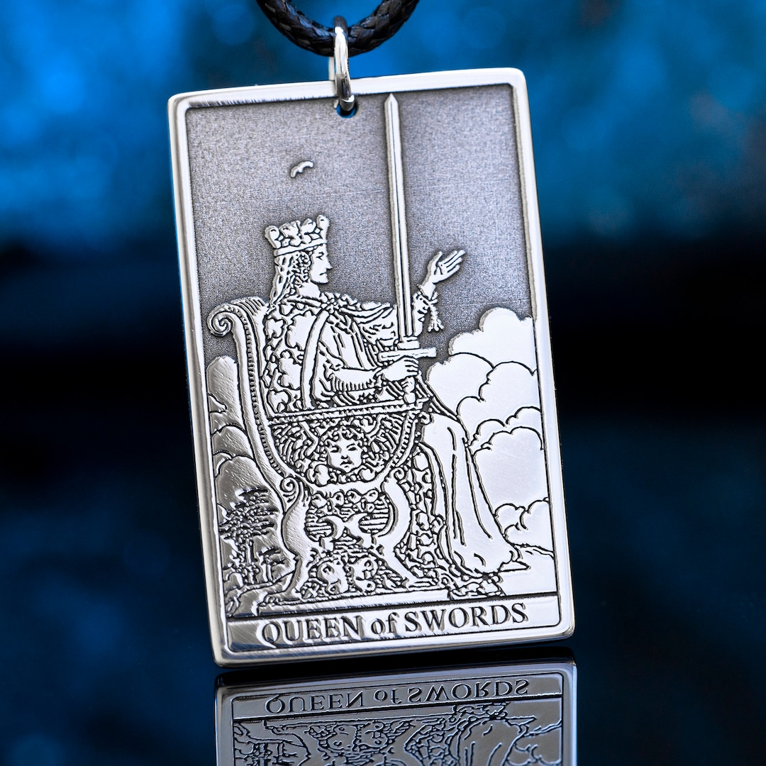 Queen of Swords Minor Arcana Tarot Card Pendant | Occult Accessories ...