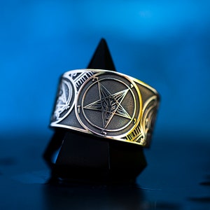 Baphomet From Death to Life Alchemy Ring Sacred Geometry Demon Ring ...