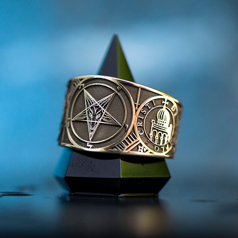 Knights Templar Baphomet Ring: Goetia Solomon Brass Occult Magic ...