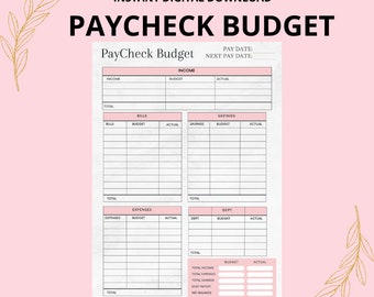 Monthly Budget Overview Template Printable, Paycheck Budget Printable ...