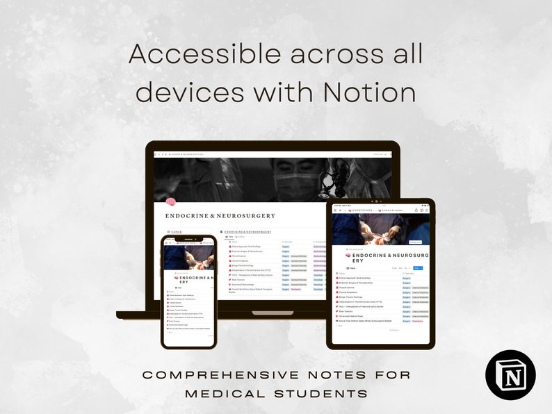 Notion Templates: Endocrine & Neurosurgery Medical Notes (digital ...