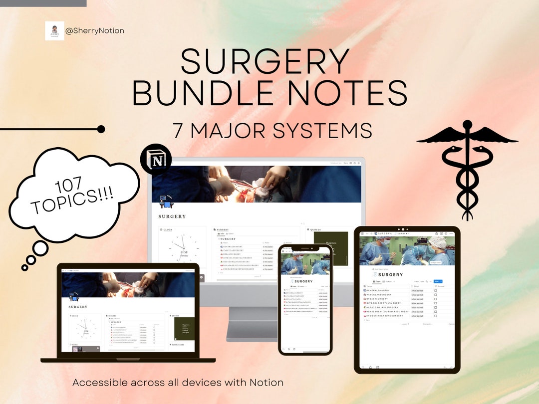 Notion Template for Medical Students Complete Bundle Notes Surgery ...