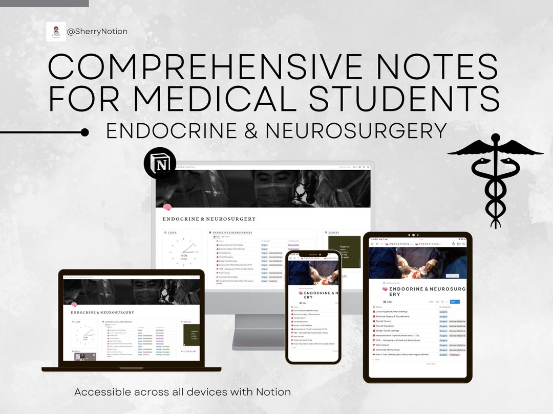 Notion Templates: Endocrine & Neurosurgery Medical Notes (digital ...