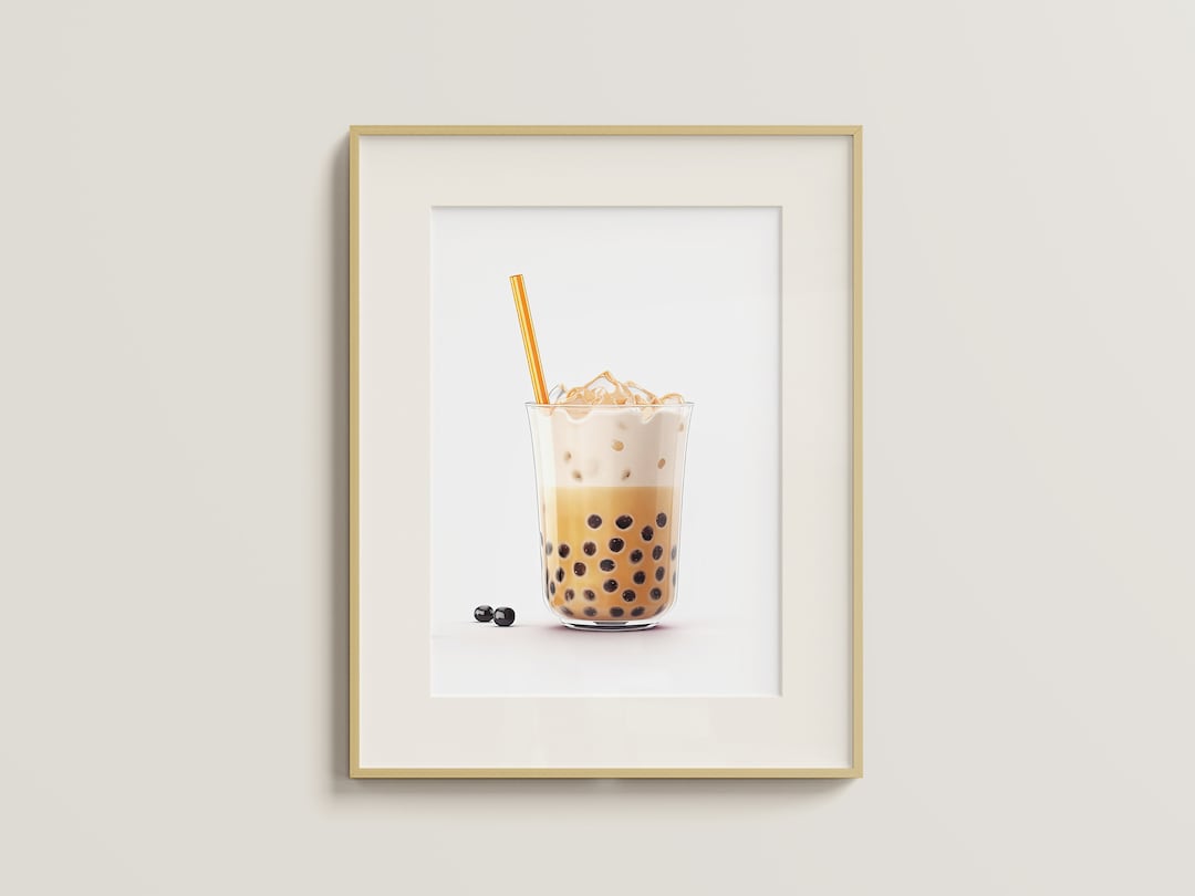 Boba Bubble Tea Poster | Minimalist Digital Print | Realistic | Wall ...
