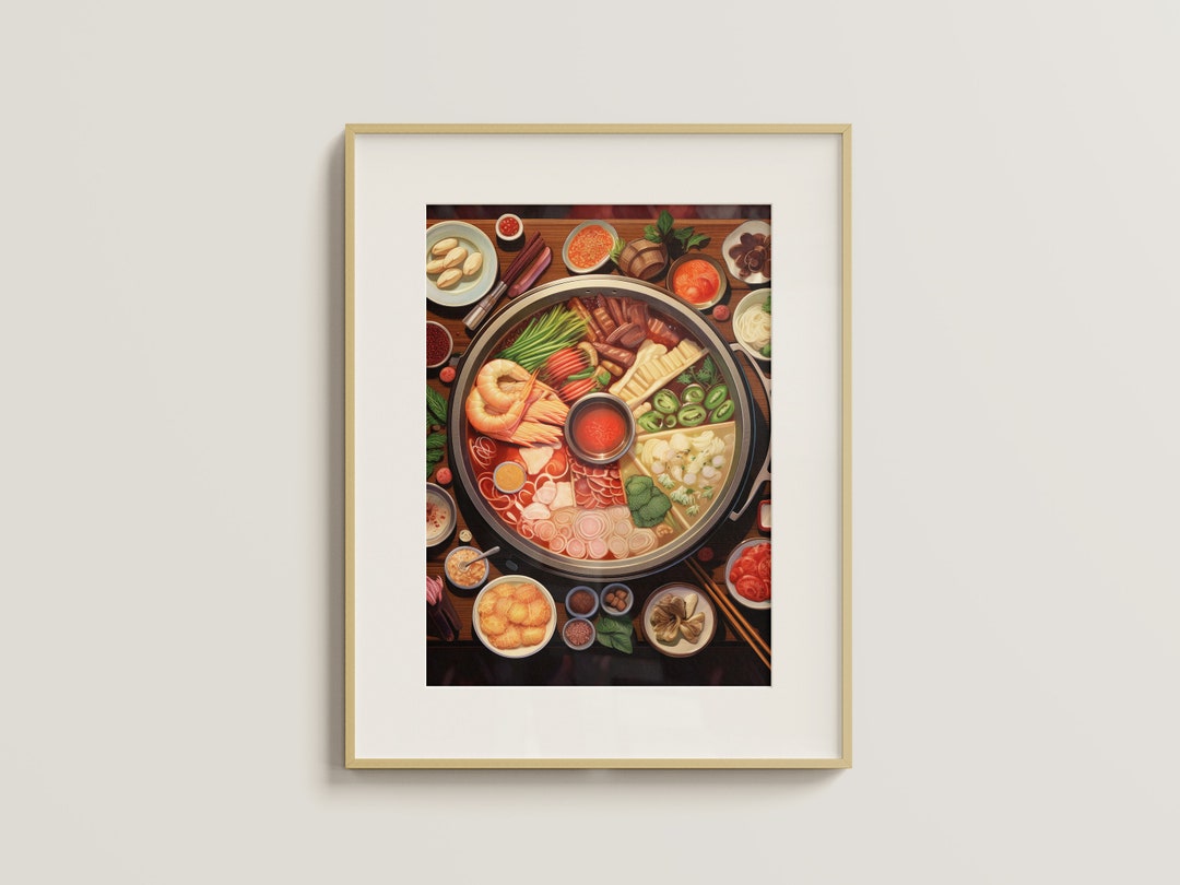 Asian Hot Pot Night Poster | Minimalist Digital Print | Anime | Wall ...