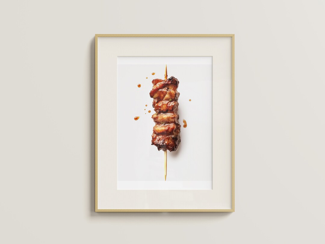 Japanese Yakitori Skewer Poster | Minimalist Digital Print | Realistic ...