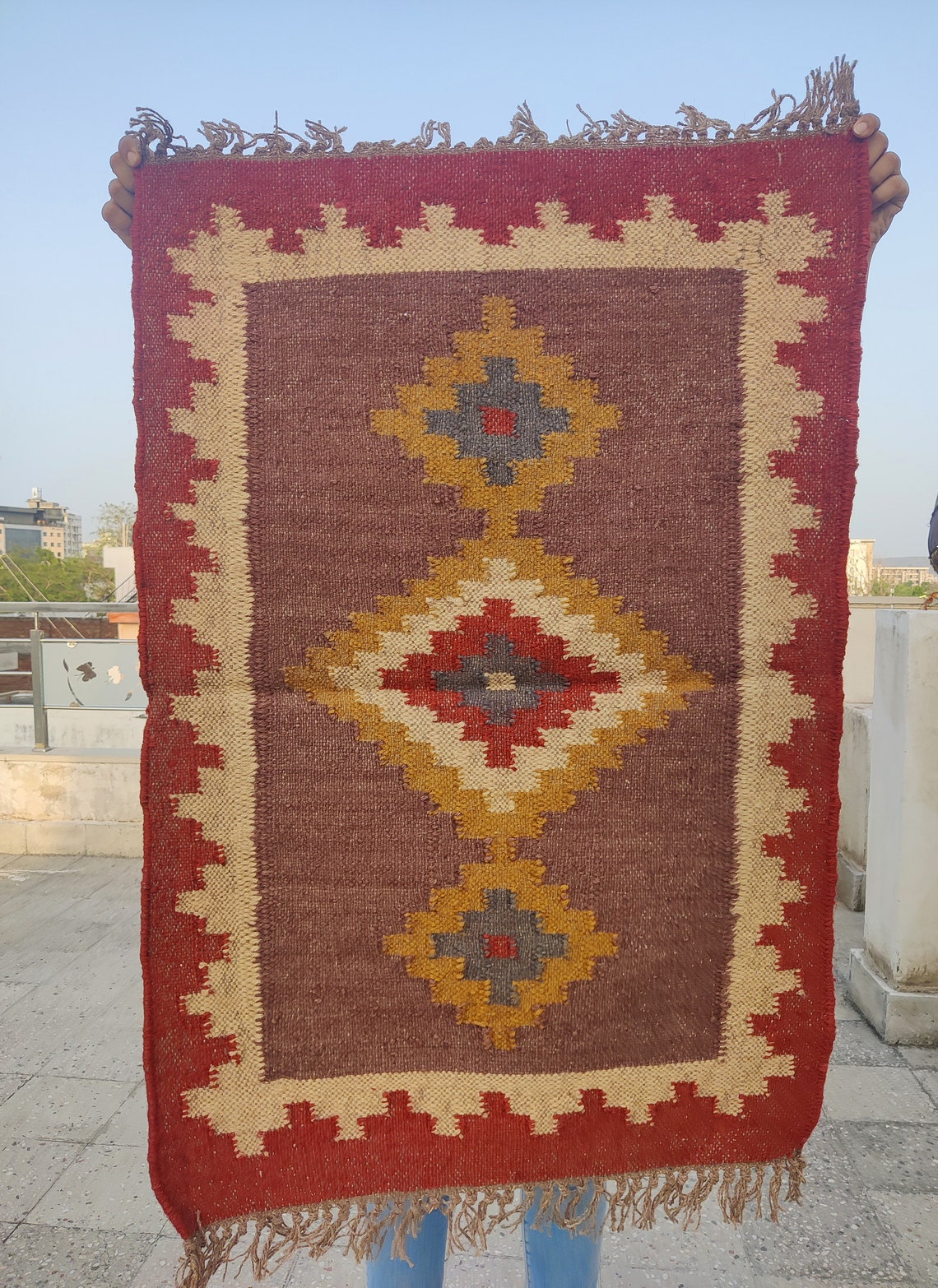 Desiger Jute Wool Handwoven Rug Indian Dari Rug for Home Decoration 2x3 ...