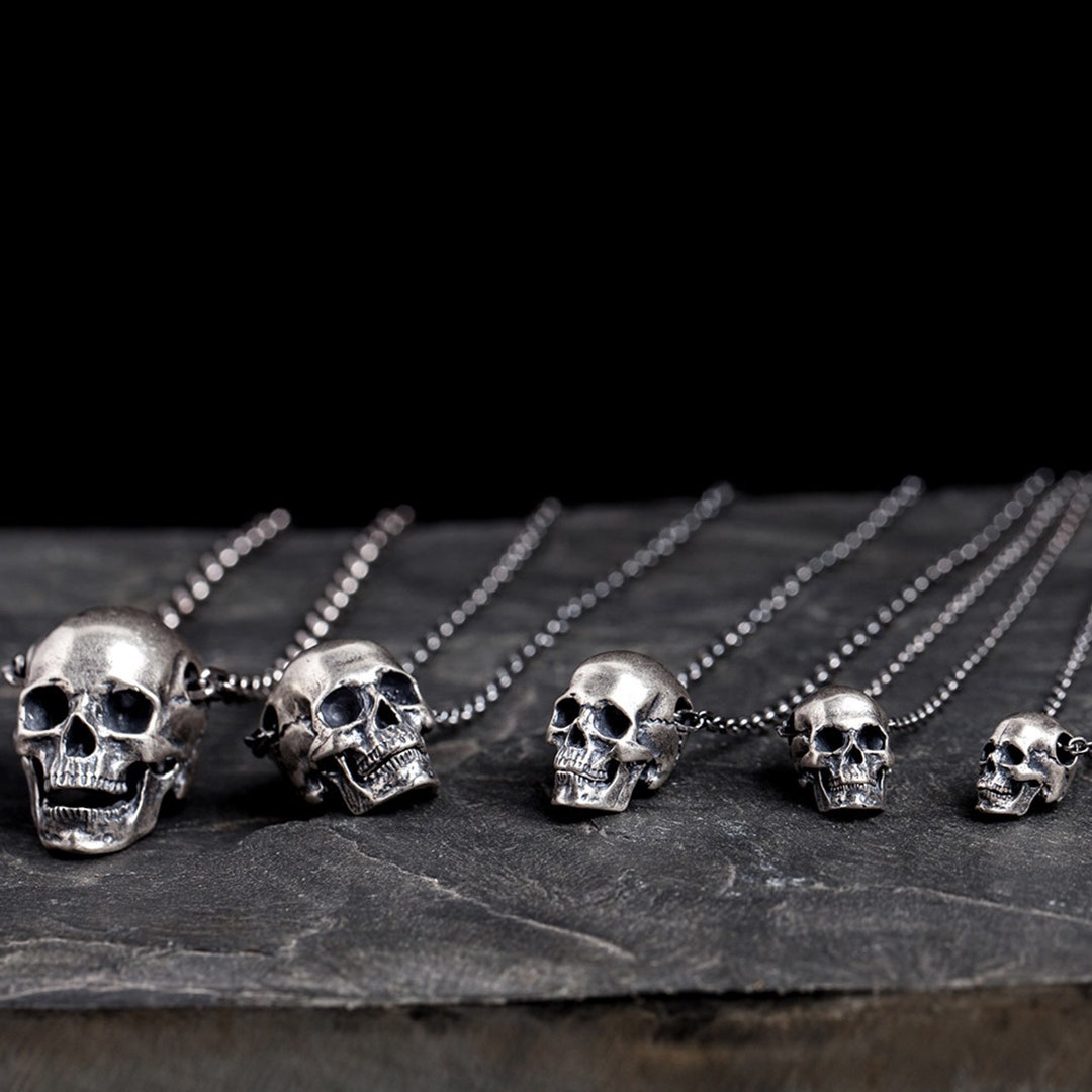 Sterling Silver Skull Charms, 925 Silver Skull Pendant, Punk Skull ...