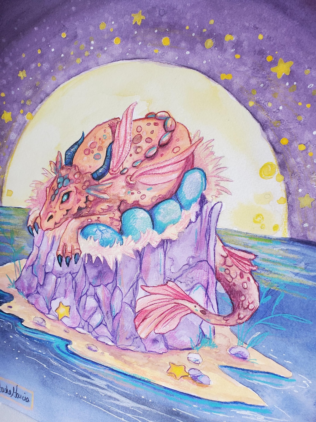 Momma Dragon- Original Watercolor - Etsy