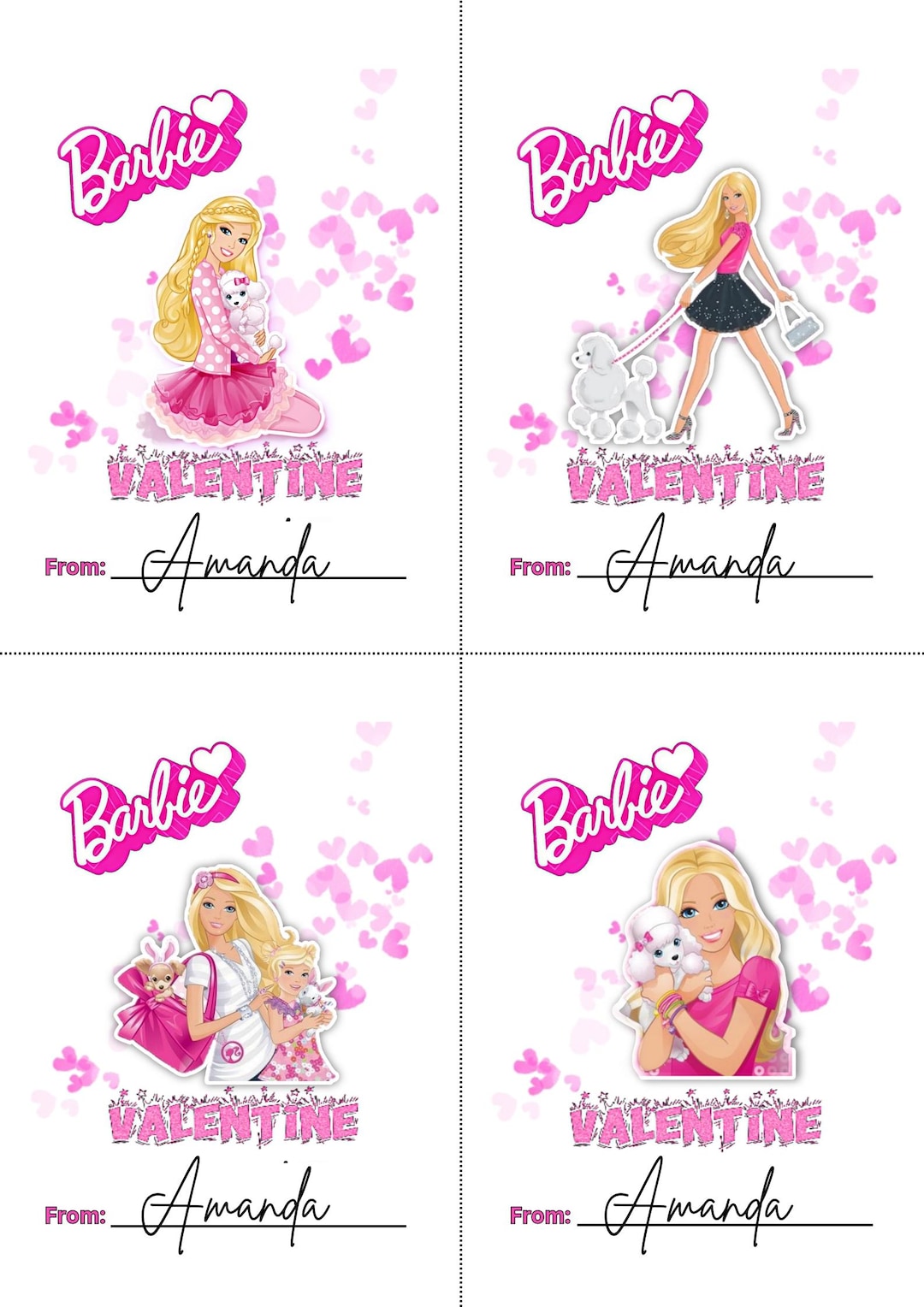 Printable 'barbie' Valentines Day Cards - Etsy