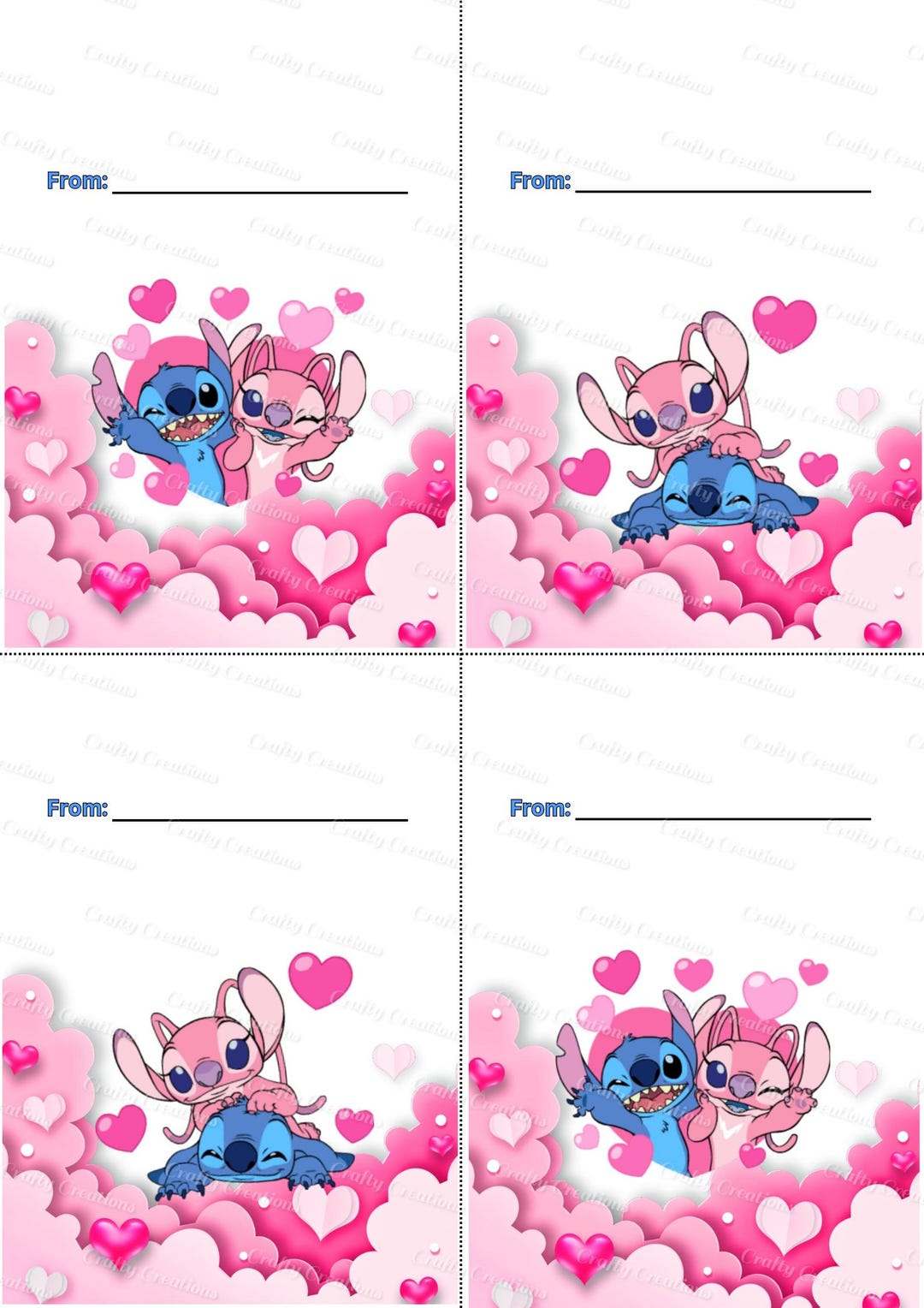 Printable 'stitch' Valentines - Etsy