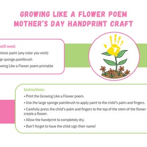 Printable Mother’s Day Flower Handprint Card Craft! - Etsy