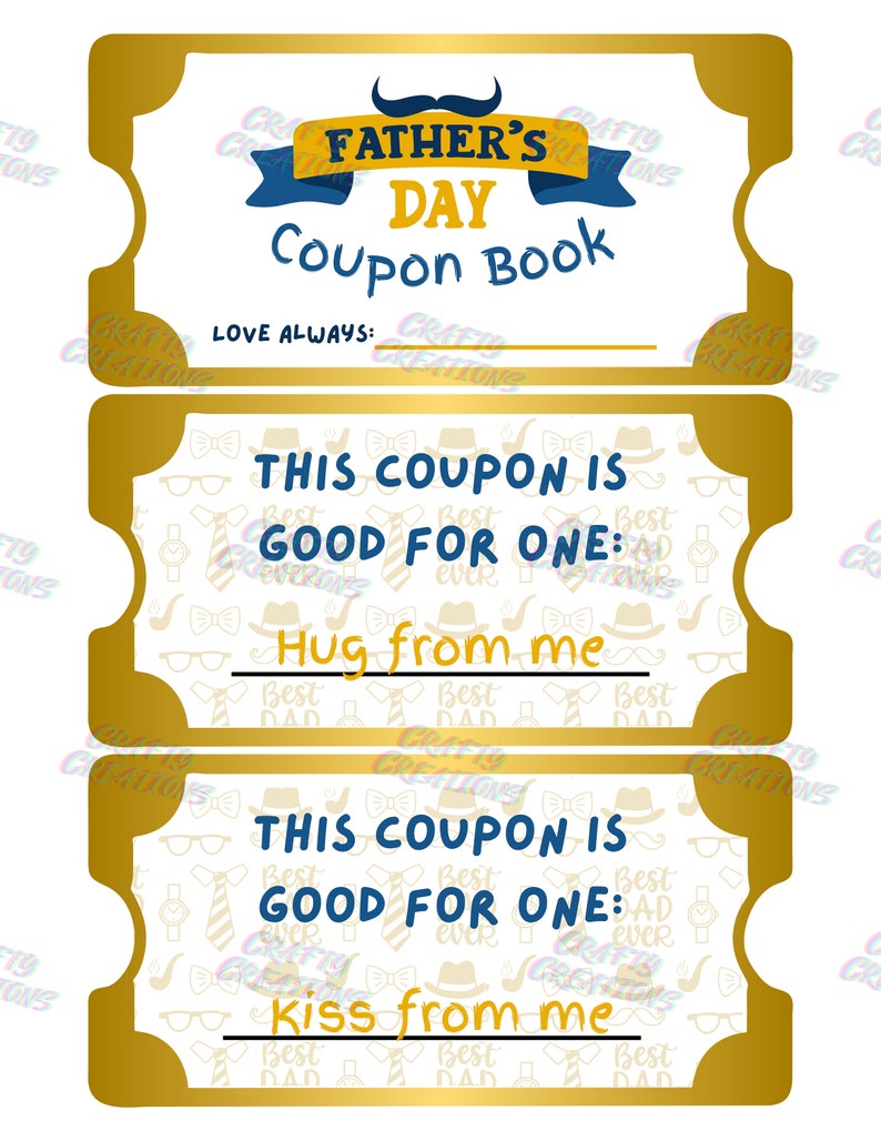 Printable Father's Day Coupon Book - Etsy