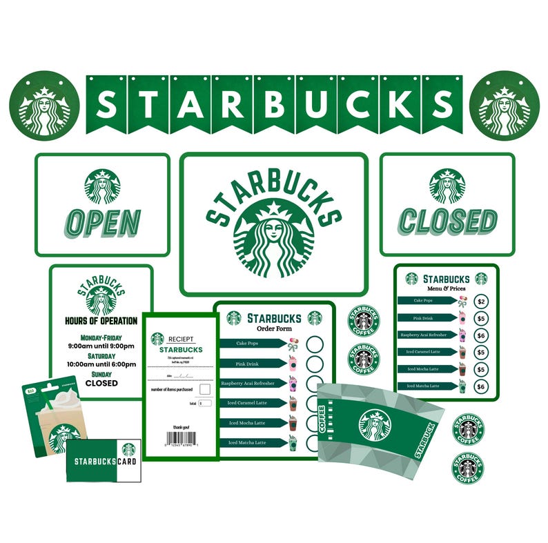 Dramatic Play 'STARBUCKS' Printables - Etsy UK