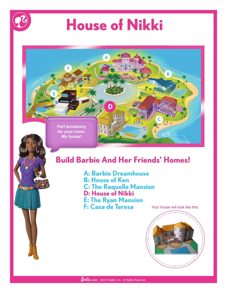 Printable 'the House of Nikki' BARBIE Craft - Etsy