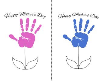 Printable Mother’s Day Flower Handprint Card Craft! - Etsy