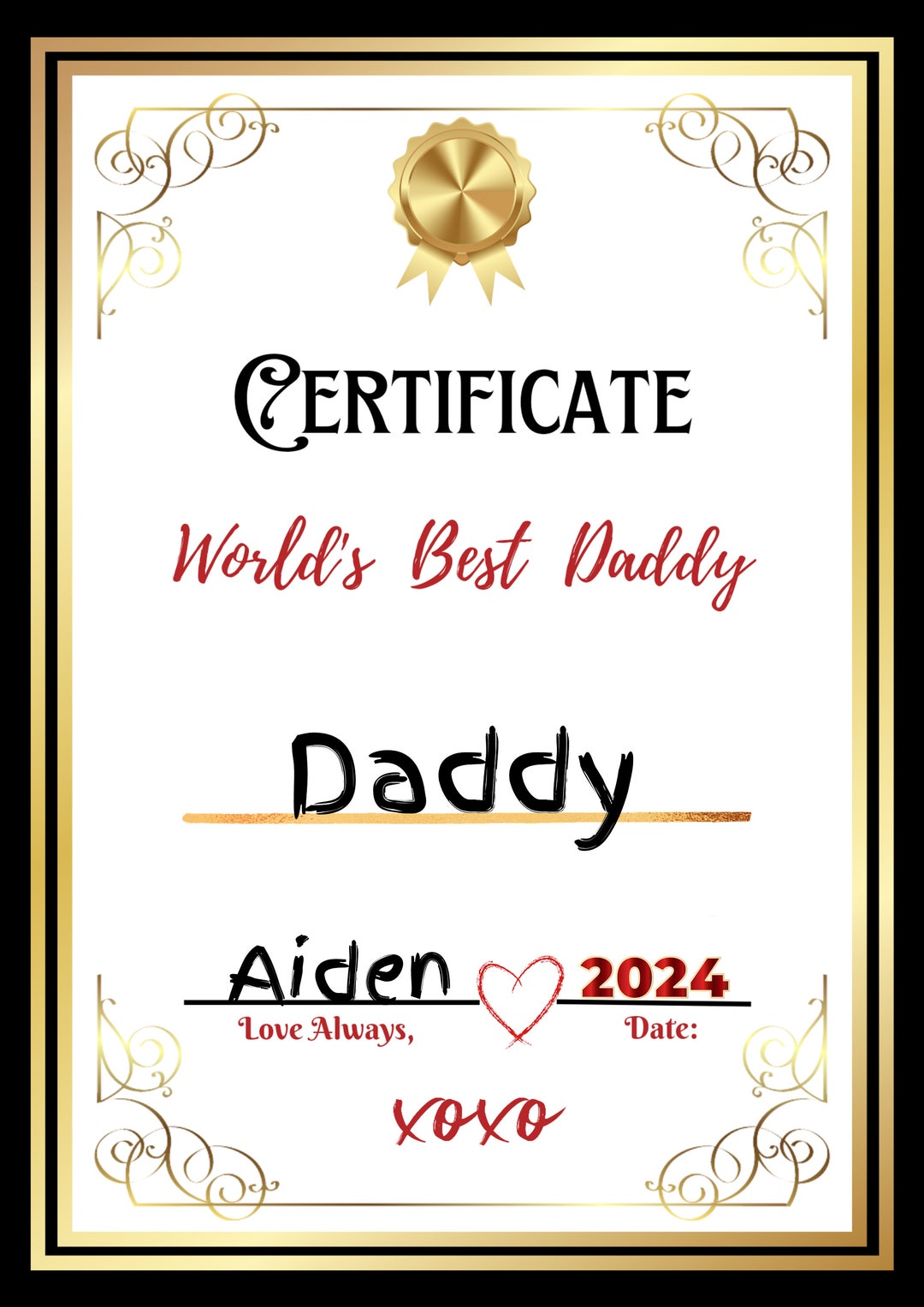 Printable Father's Day Certificate - Etsy