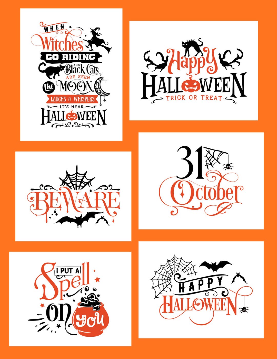 Set of 6 Halloween Printable Signs/decor - Etsy
