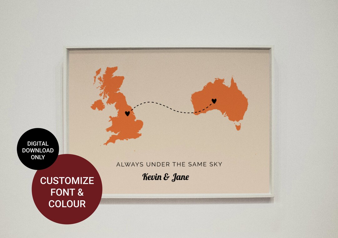 Personalized Long Distance Love Map Custom Love Map - Etsy