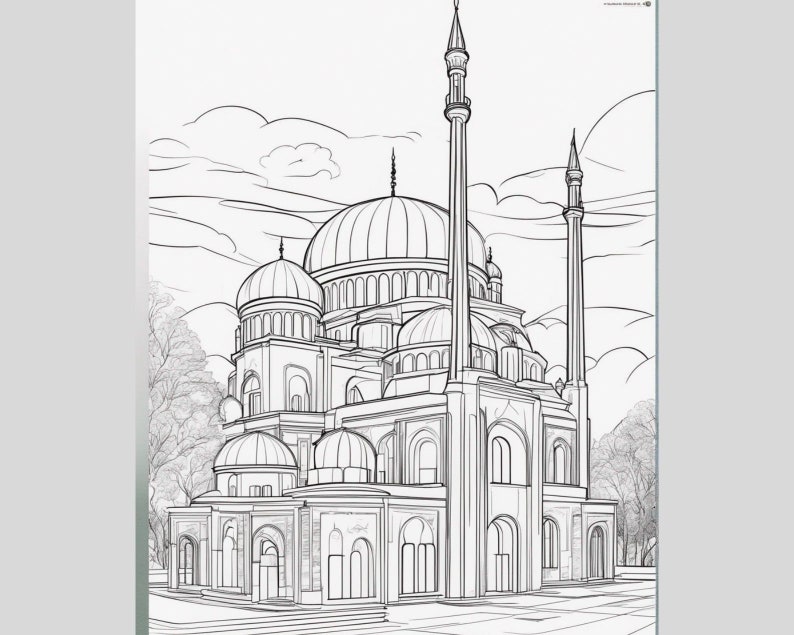 Beautiful Mosque Coloring Pages for Kids and Adults 500 Islamic ...