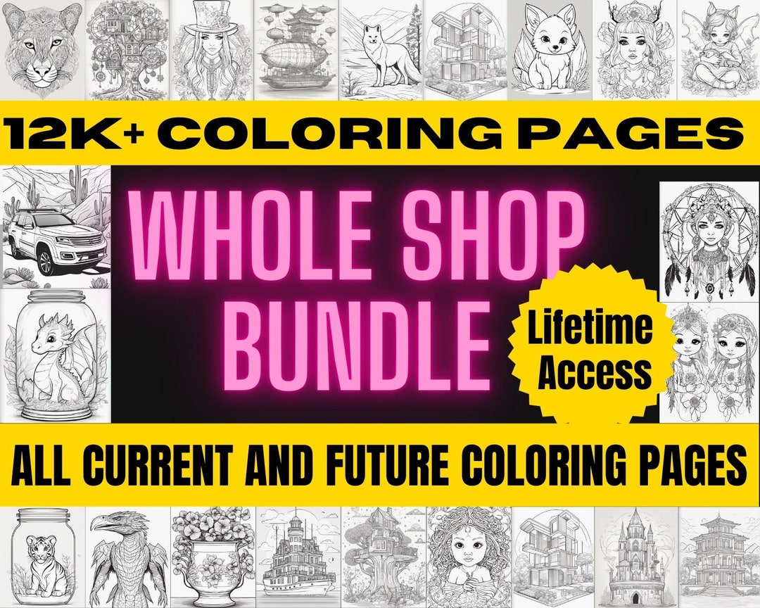 Whole Shop Bundle Adults Coloring Pages 12000 Coloring Pages Digital ...