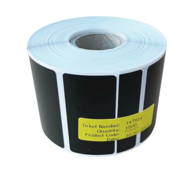 1000 Roll 25mm X 50mm Black Rectangle Labels Polypropylene Permanent ...