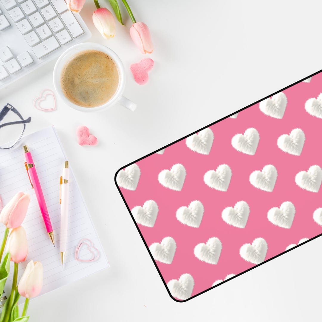 Furry Love Desk Mat - Personalized Mouse Pad for Her - Vibrant ...