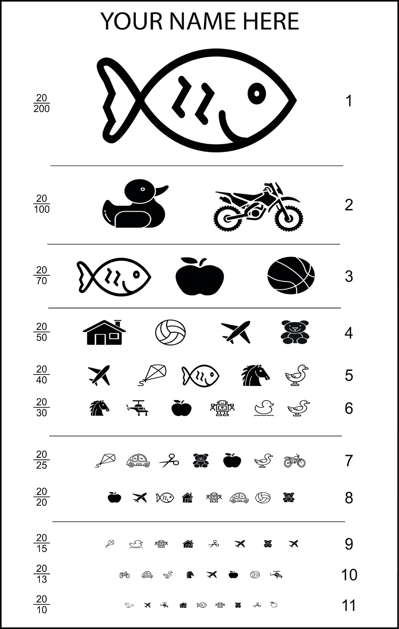 Eye Test Chart for Kids. PRINT READY - Etsy