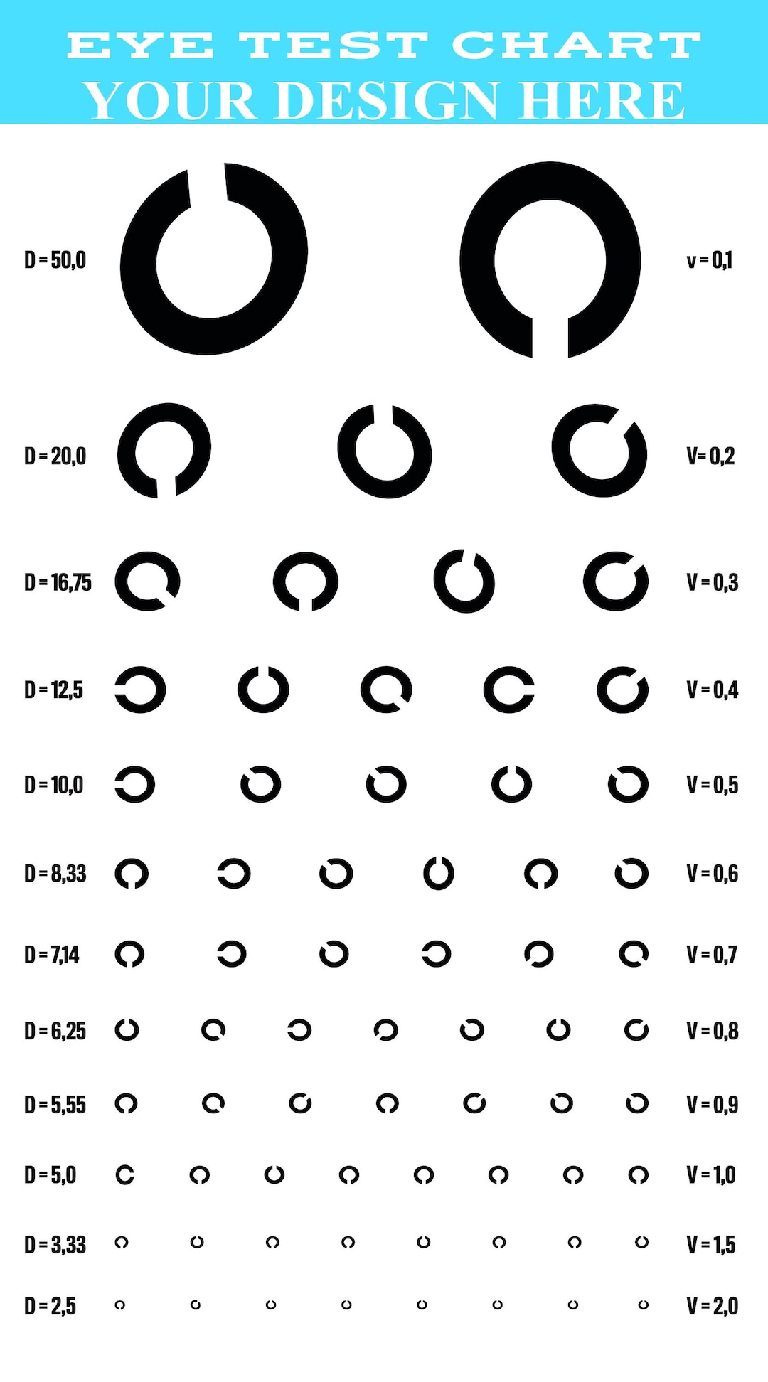 CUSTOM Eye Test Chart Set Vector. Vision Test. Optical Exam. Healthy ...