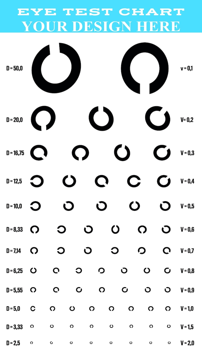 CUSTOM Eye Test Chart Set Vector. Vision Test. Optical Exam. Healthy ...