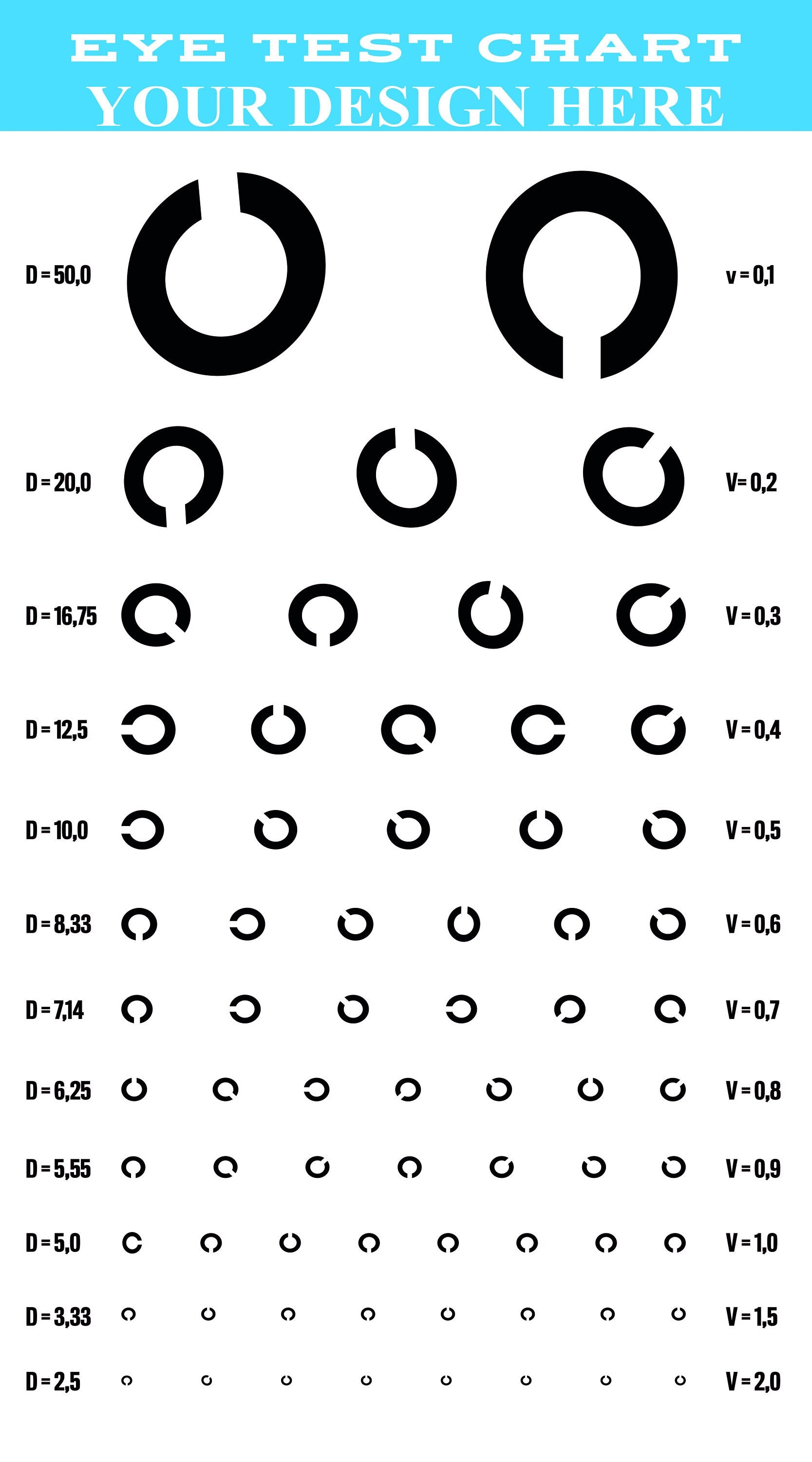 CUSTOM Eye Test Chart Set Vector. Vision Test. Optical Exam. Healthy ...