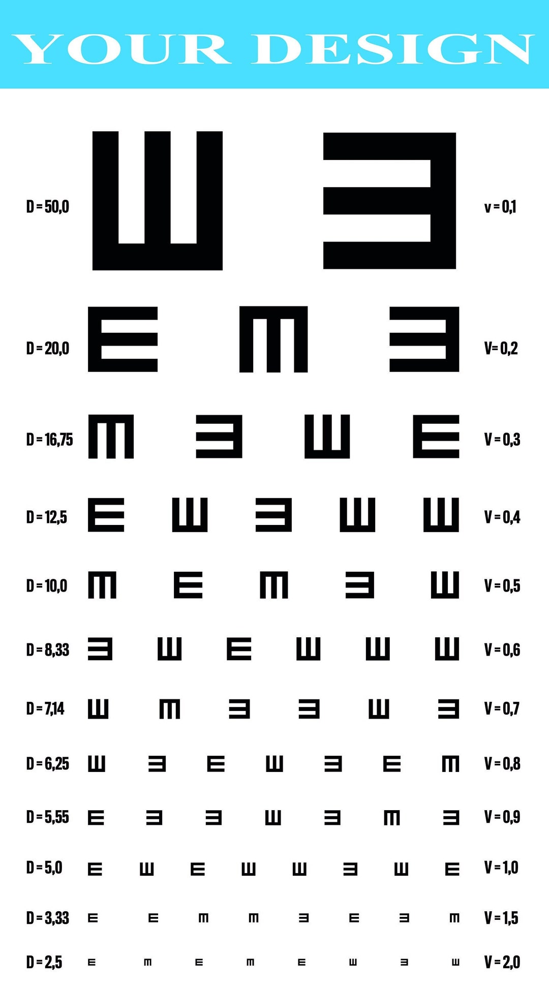 CUSTOM Eye Test Chart Set Vector. Vision Test. Optical Exam. Healthy ...