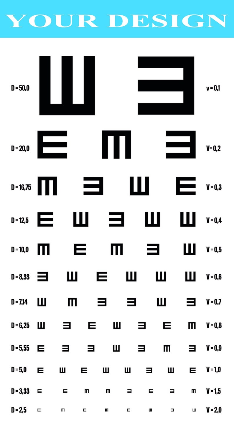 CUSTOM Eye Test Chart Set Vector. Vision Test. Optical Exam. Healthy ...