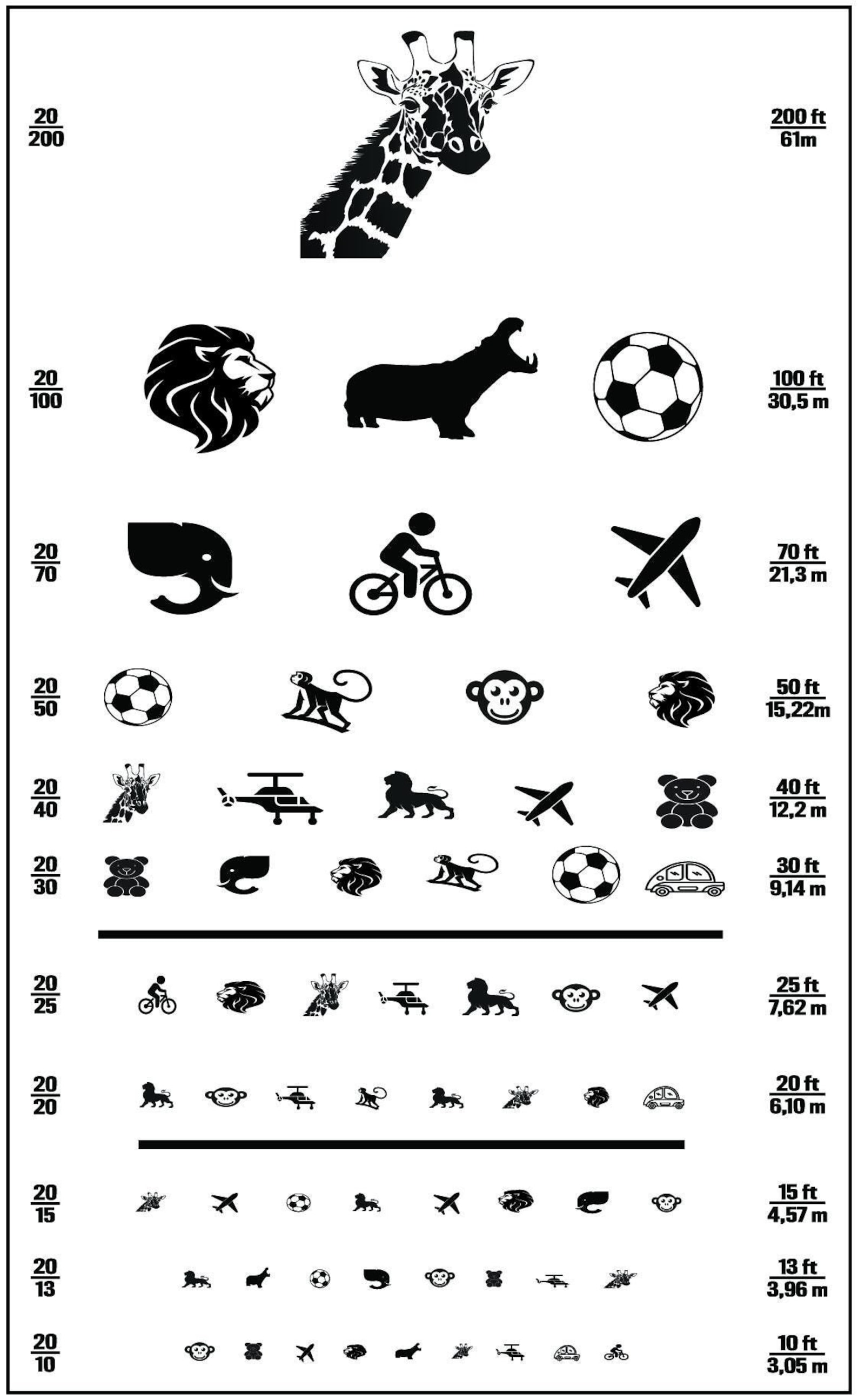 Fun Eye Test Chart for Kids | Digital Downloadable Eye Test | Optical ...