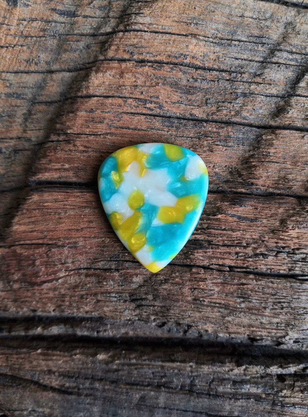 Galalith / Casein Guitar Pick - Turquoise & Yellow / Free USA Shipments ...