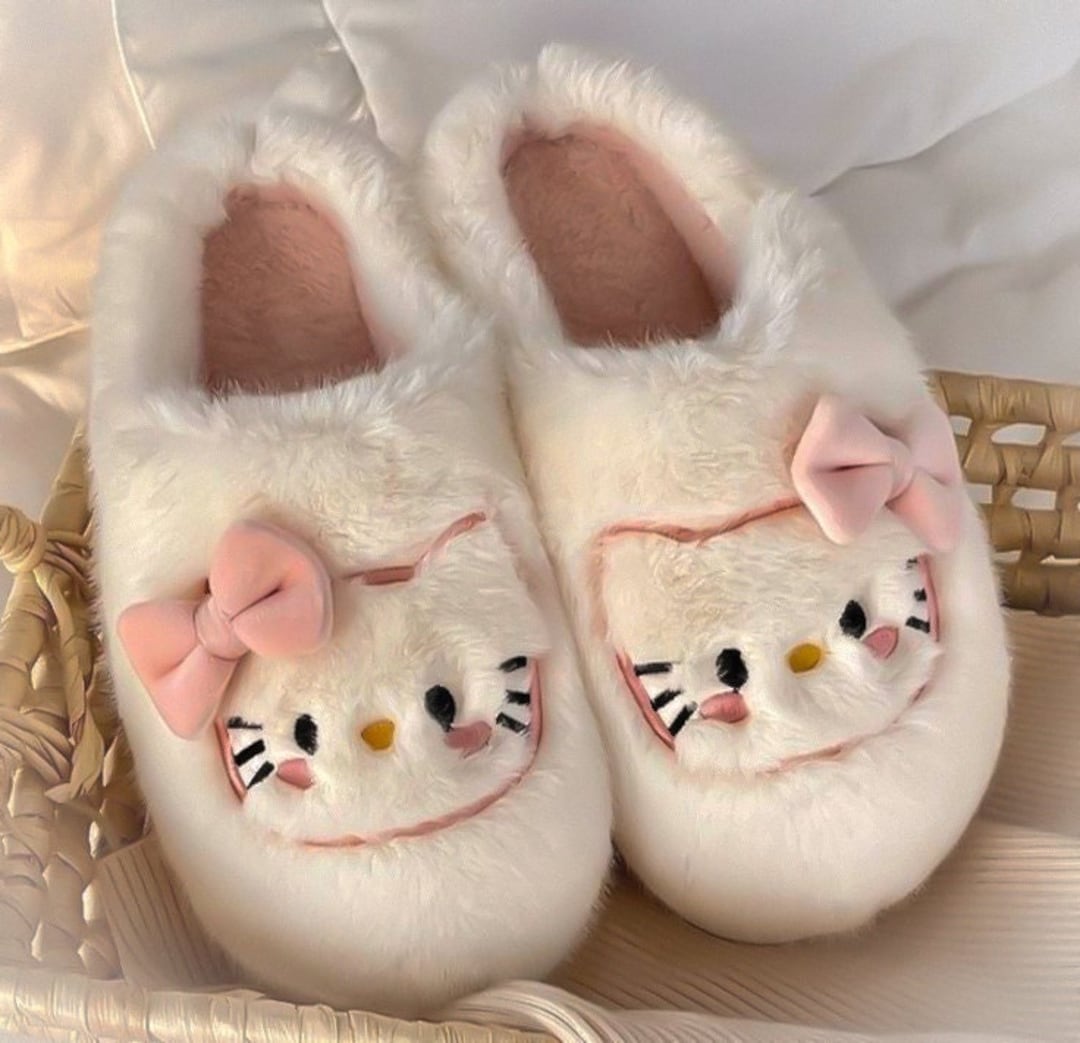 Cutie Cozy Cotton Pink Slippers Hello Kitty - Etsy